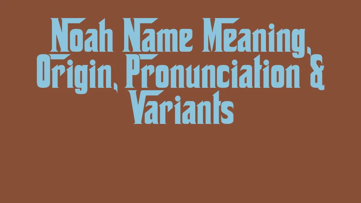 Noah Name Meaning, Origin, Pronunciation & Variants